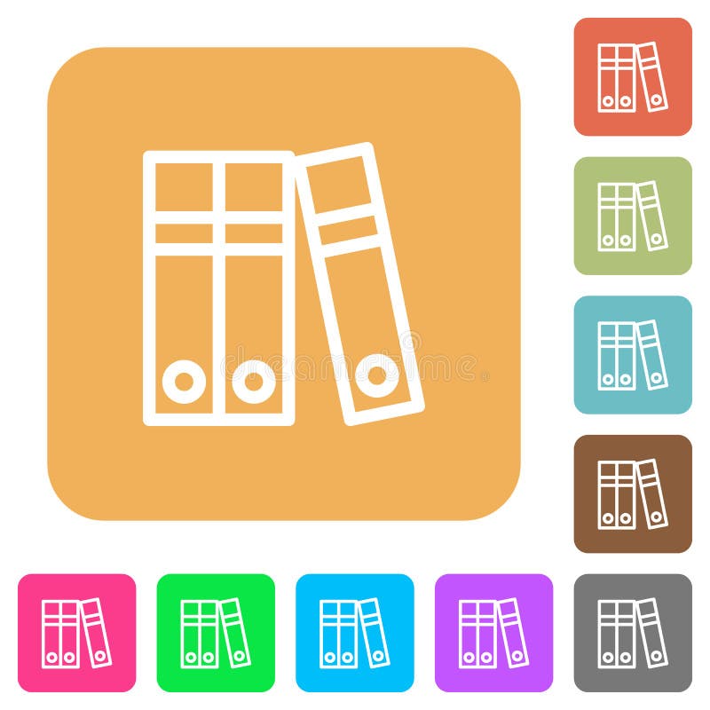 Document Folders Rounded Square Flat Icons Stock Vector - Illustration ...