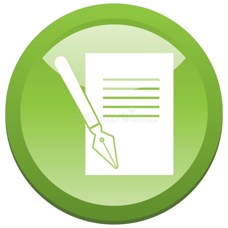 Document and Fountain Pen Button. Vector Illustration Decorative Design ...