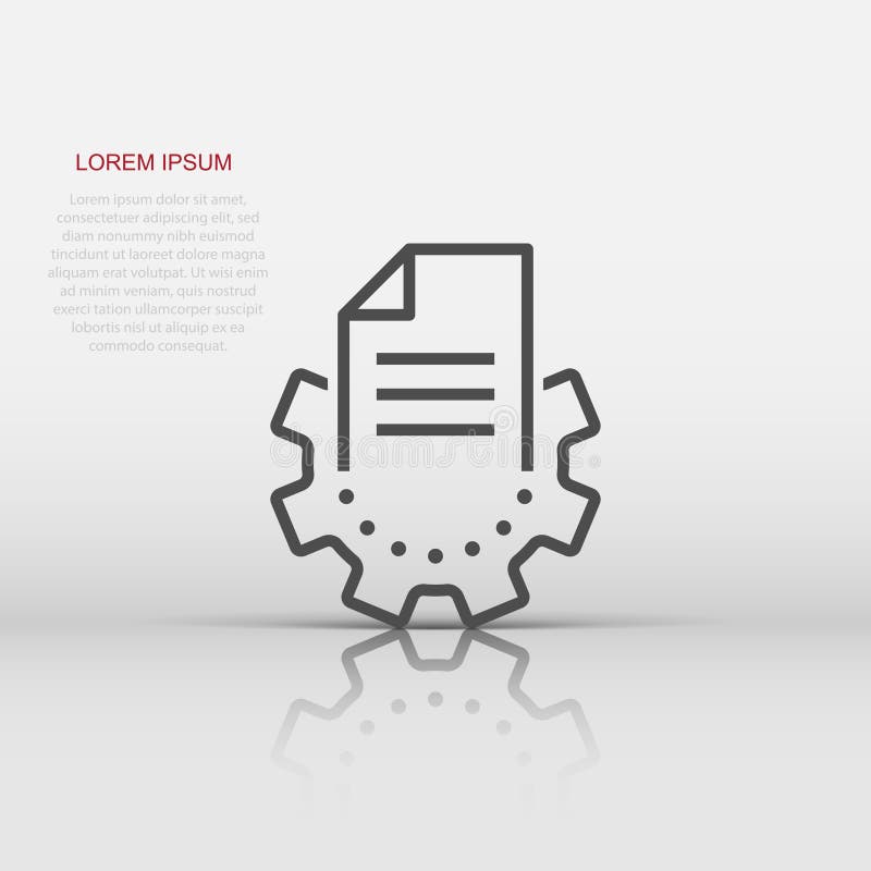 Document with Gear Icon in Flat Style. Big Data Processing Vector Illustration on White Isolated ...