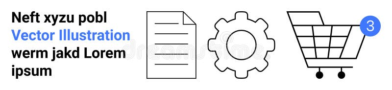 Document, Gear, and Shopping Cart with Notification Symbol Representing ...
