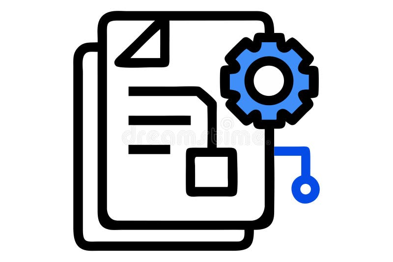 Document and Gear Vector for Process Optimization Stock Illustration ...