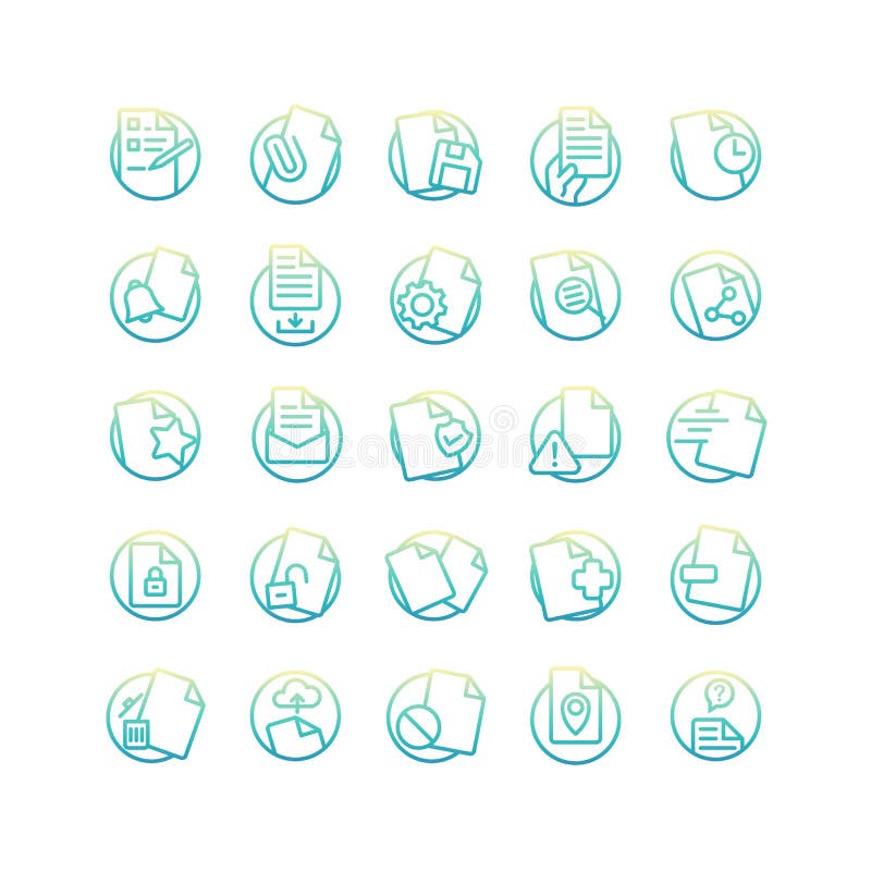 Document Gradient Icon Set. Stock Vector - Illustration of help, cloud ...