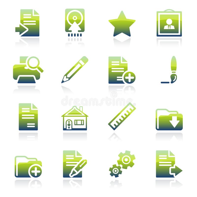 Document green icons. stock vector. Illustration of icon - 44718630