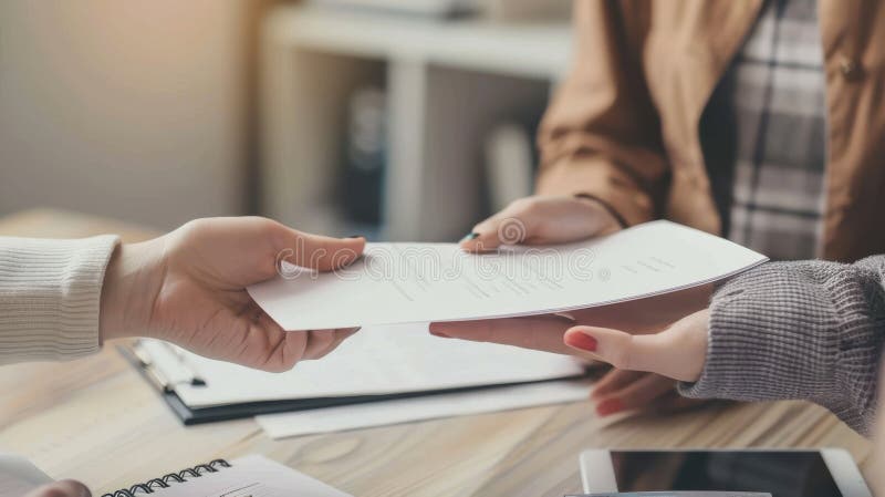 The Document Handover Moment.AI Generated Image Stock Image - Image of ...