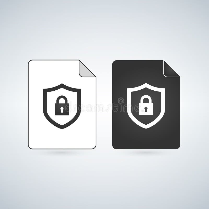 Document Icon with Lock. Flat Design. Vector Illustration. Stock ...