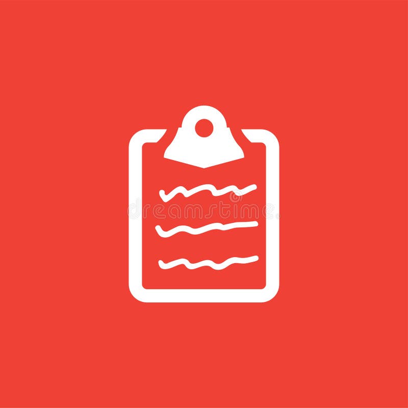Document Icon on Red Background. Red Flat Style Vector Illustration ...
