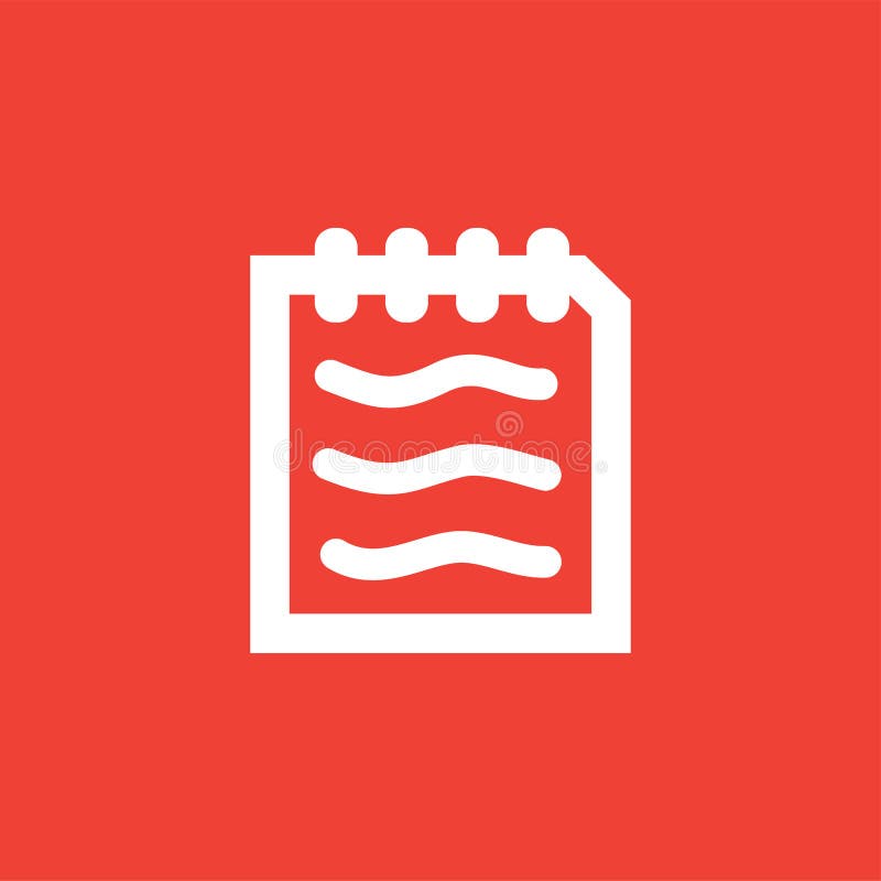 Document Icon on Red Background. Red Flat Style Vector Illustration ...