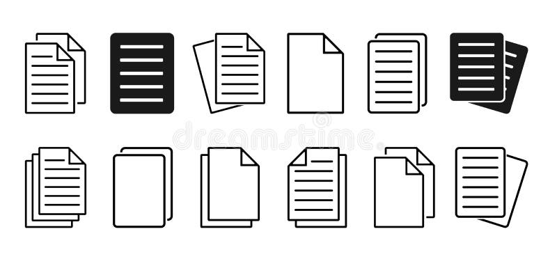Document Icon Set, Flat Illustration of File Copy, Vector Icon ...