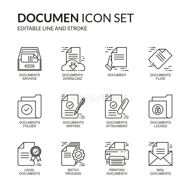 Document Icon Set, with Outline Doodle Design. Stock Vector ...