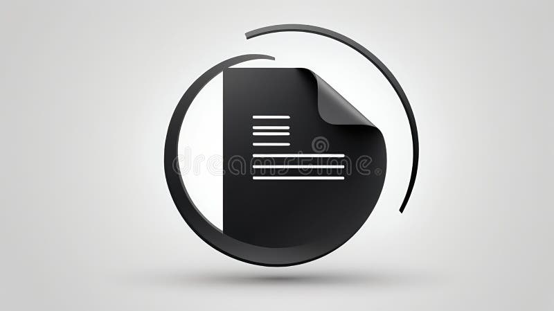 Document Icon with Text Lines and Curved Corner Stock Illustration ...