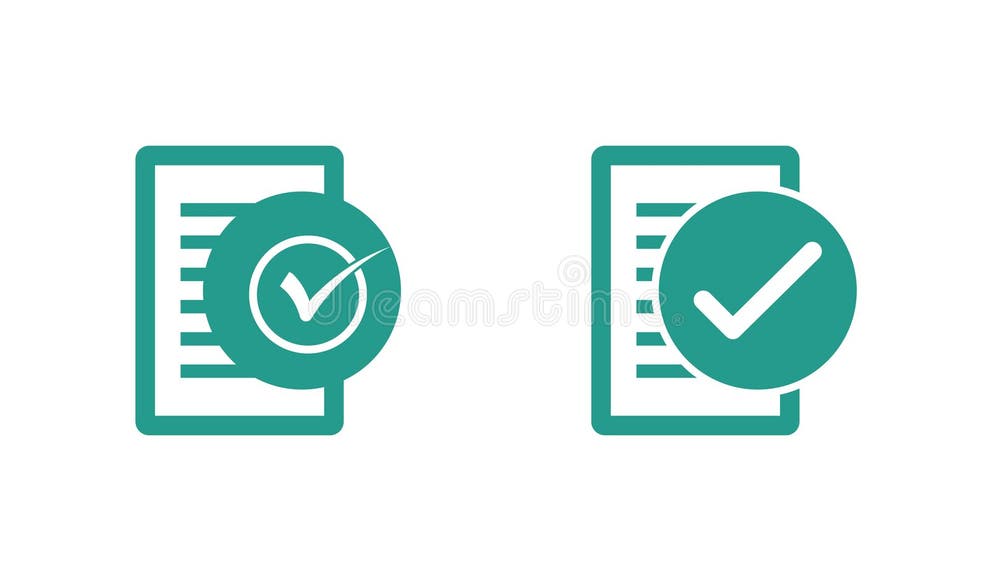 Document Icons with Check Marks Representing Successful Completion ...