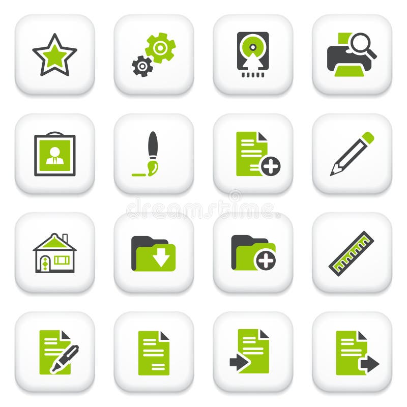 Document Icons. Green Gray Series. Stock Vector - Illustration of ...
