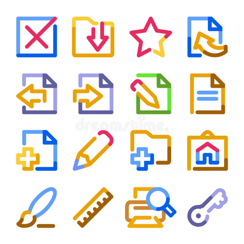 Color Contour Web Icons, 20 Stock Vector - Illustration of internet ...