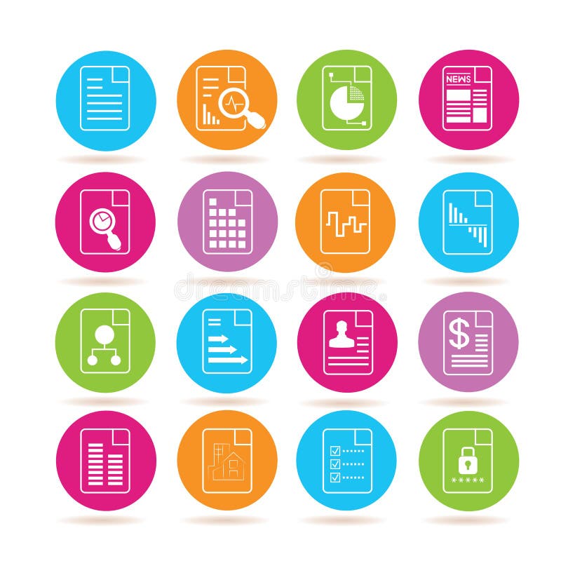 Document icons stock illustration. Illustration of circle - 59065328