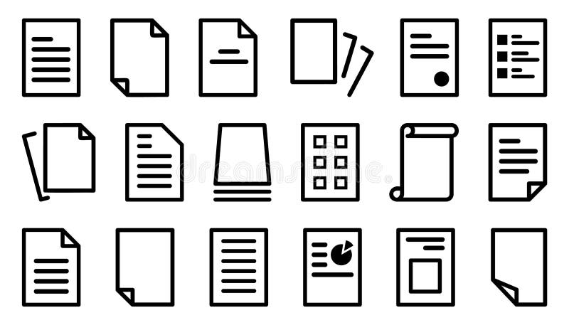 Document Icons. Set of Different Document Icons. Simple Document Signs ...