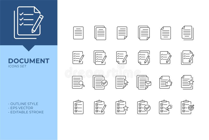 Document Icons Set Including Files, Folders, Reports, and Paperwork ...