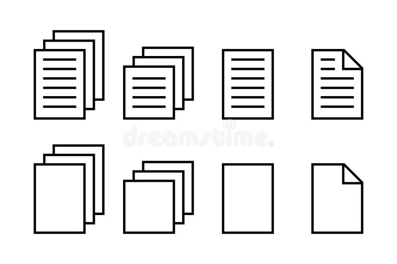 Document Icons Set. Paper Sheet Symbols. Simple Line Illustrations ...