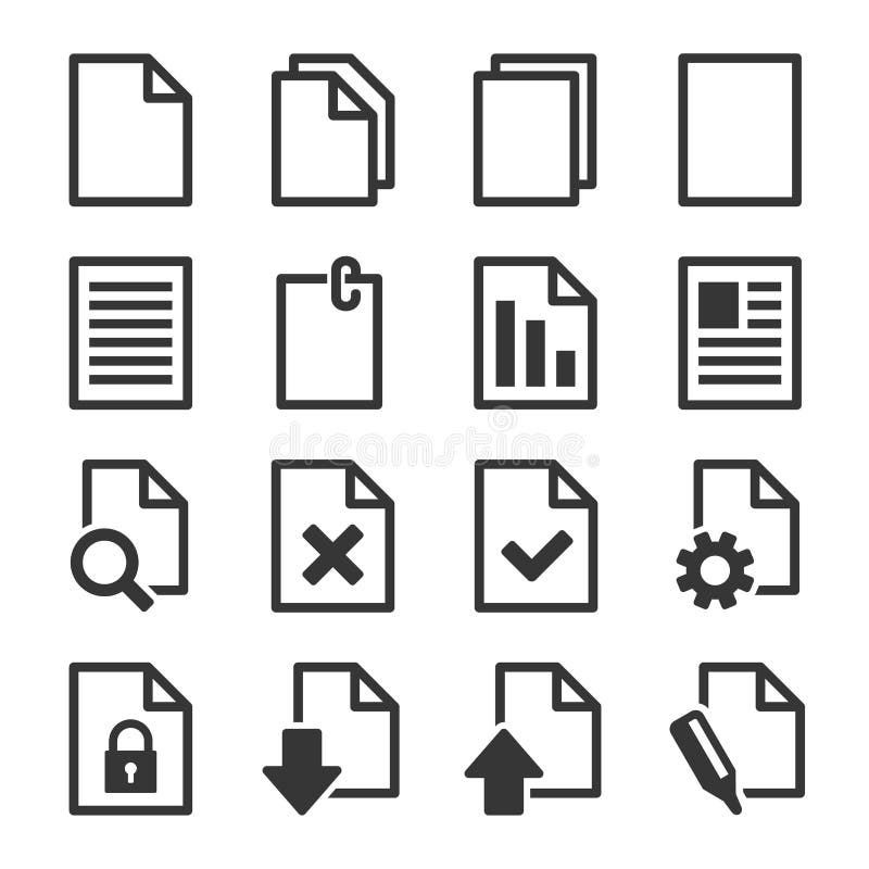 Document Icons Set stock vector. Illustration of hand - 92194680