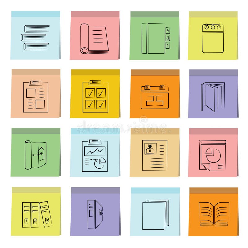 Document Icons Sticky Note Paper Stock Illustration - Illustration of ...