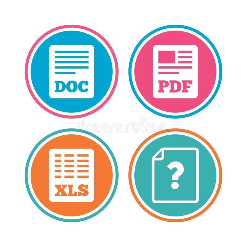 Document Icons. XLS, PDF File Signs. Stock Vector - Illustration of ...