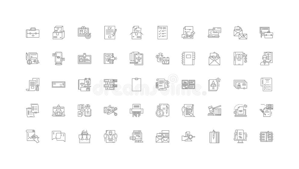Document Ideas, Linear Icons, Line Signs Set, Vector Collection Stock ...