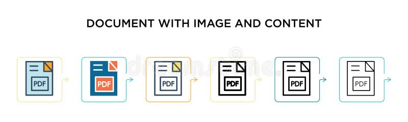 Document with Image and Content Vector Icon in 6 Different Modern ...
