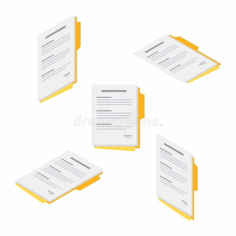 Document Isometric & Flat - White Background Icon Vector Stock ...