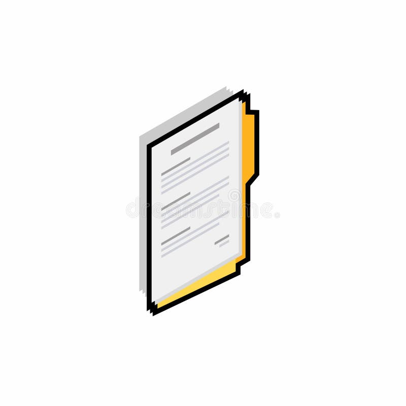Document Isometric Right View - Black Stroke+Shadow Icon Vector ...