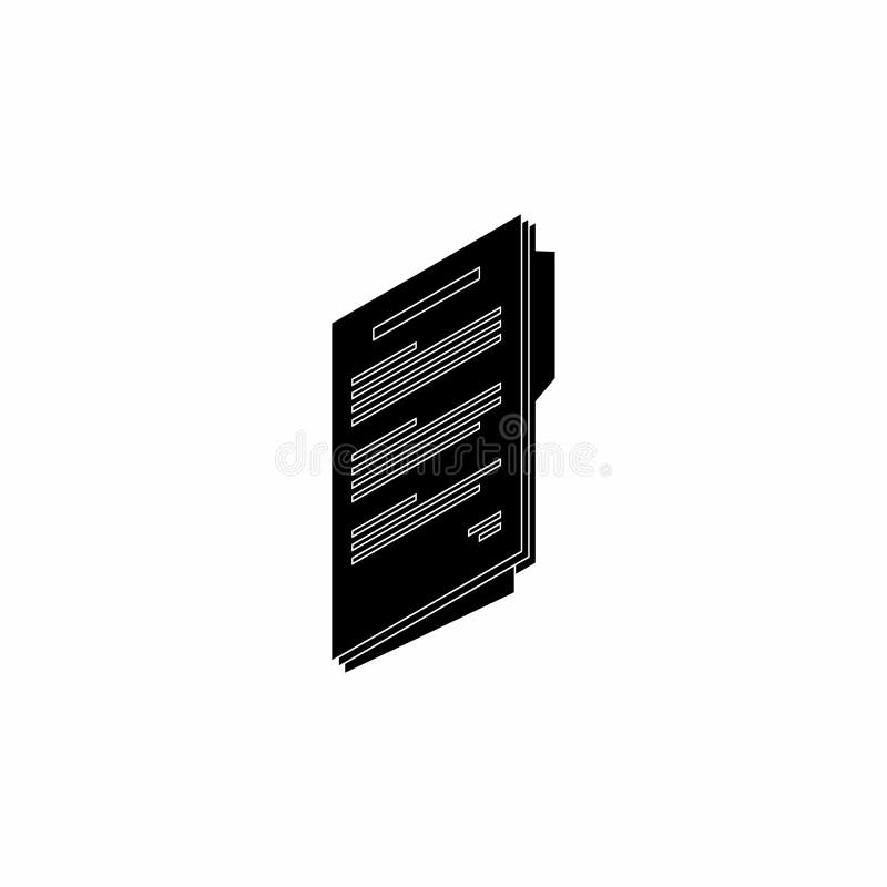 Document Isometric Right View - White Outline Icon Vector Isometric ...