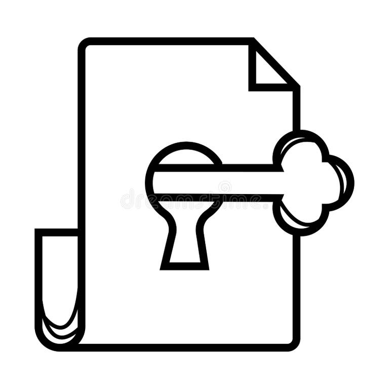 Document with key for icon stock illustration. Illustration of contract ...