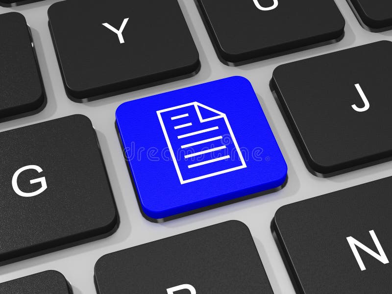 Document Key on Keyboard of Laptop Computer. Stock Illustration ...
