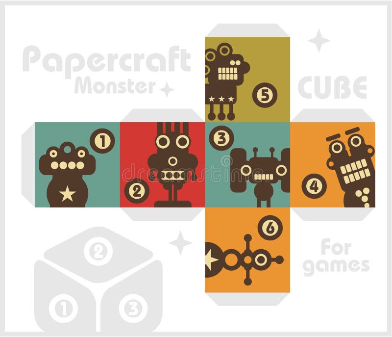 Document Kubus Met Monsters Voor Lijstspelen. Vector Illustratie ...