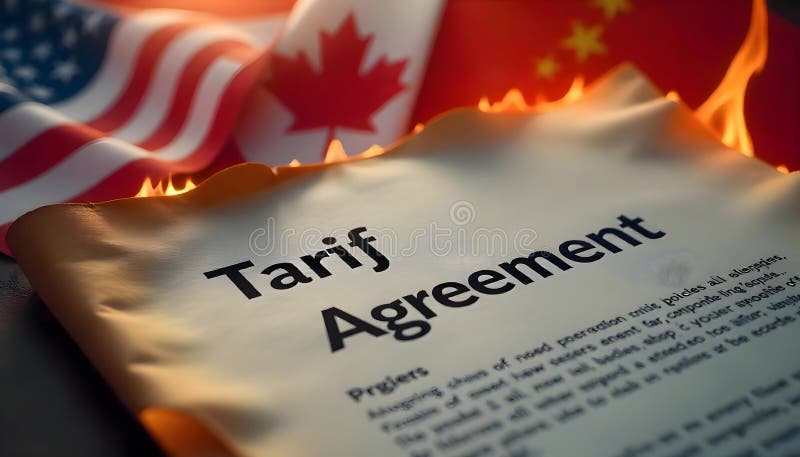A Document Labeled "Tariff Agreement" is Burning at the Edges, with ...