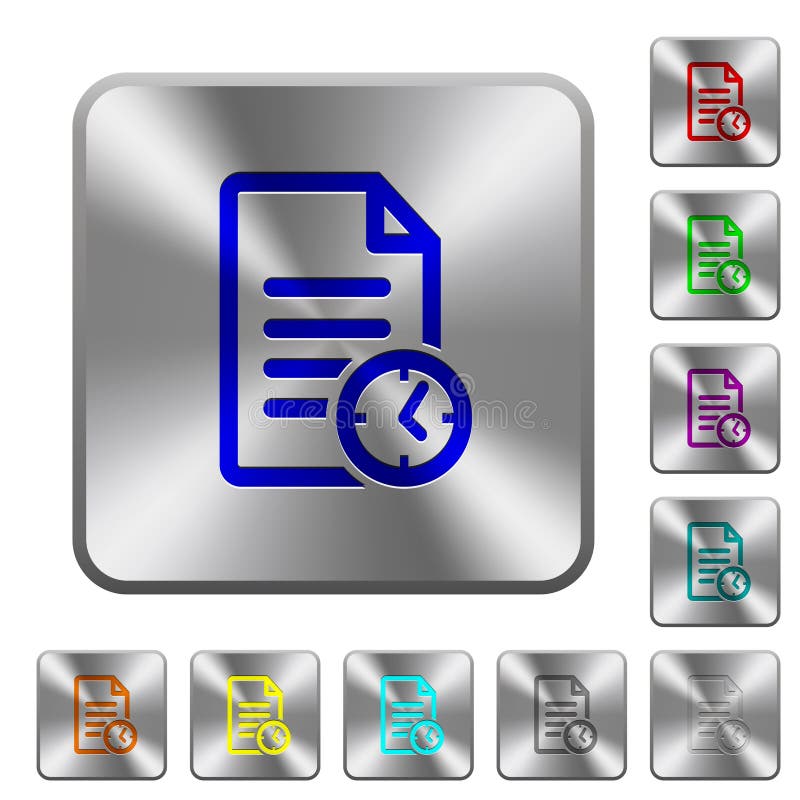 Document Last Modified Time Rounded Square Steel Buttons Stock Vector ...