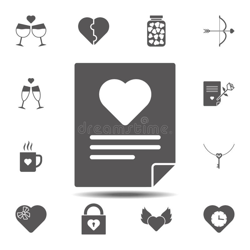 Document, Letter, Declaration of Love Icon. Simple Glyph, Flat Vector ...