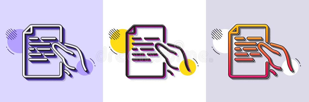 Document Line Icon. Hold Doc File Page Sign. Halftone Dotted Pattern ...