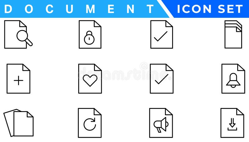 Document Line Icon Set. Documents Symbol Collection Stock Illustration ...