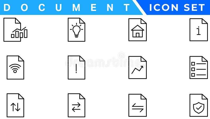 Document Line Icon Set. Documents Symbol Collection Stock Illustration ...
