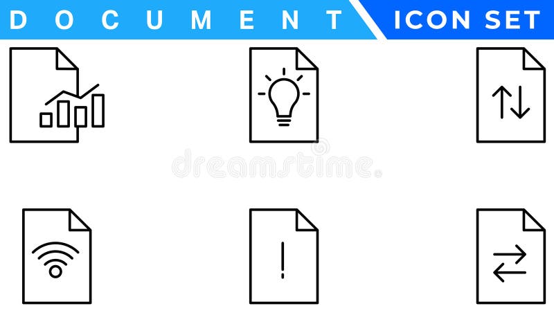 Document Line Icon Set. Documents Symbol Collection Stock Illustration ...