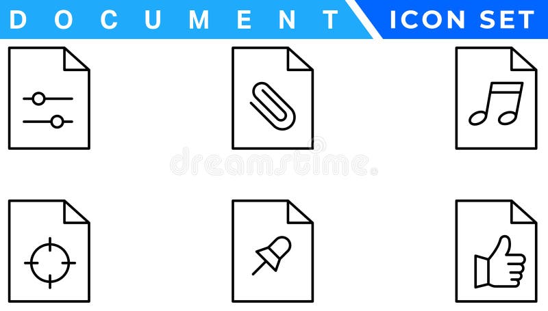 Document Line Icon Set. Documents Symbol Collection Stock Illustration ...