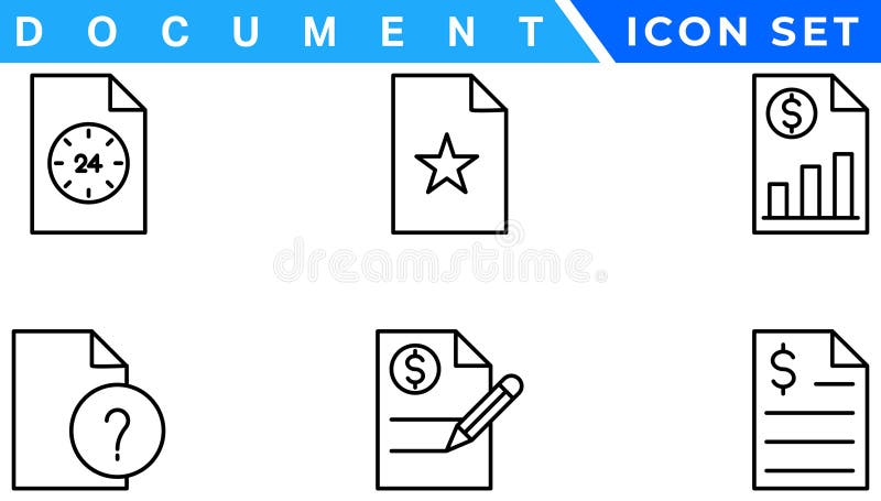 Document Line Icon Set. Documents Symbol Collection Stock Illustration ...