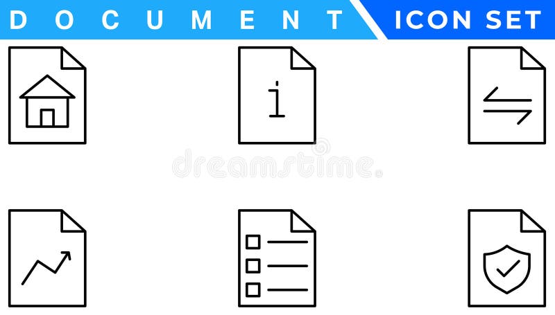 Document Line Icon Set. Documents Symbol Collection Stock Illustration ...