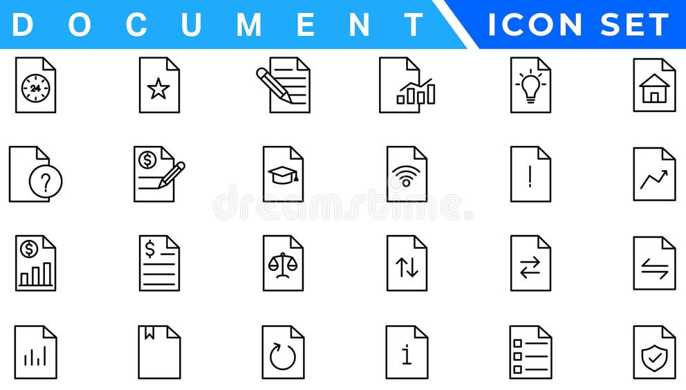 Document Line Icon Set. Documents Symbol Collection Stock Vector ...