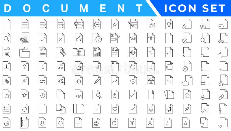 Document Line Icon Set. Documents Symbol Collection Stock Illustration ...
