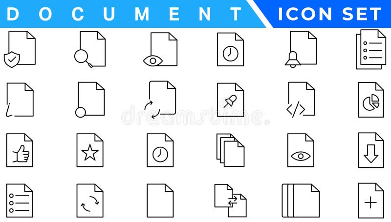Document Line Icon Set. Documents Symbol Collection Stock Illustration ...