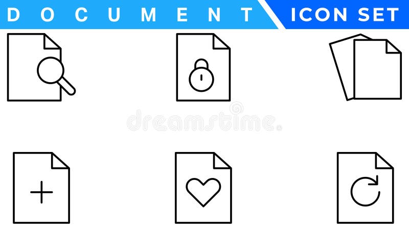 Document Line Icon Set. Documents Symbol Collection Stock Illustration ...