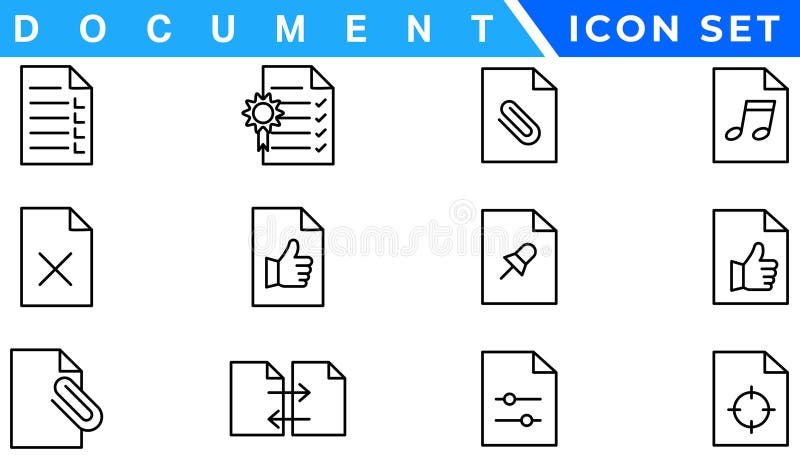 Document Line Icon Set. Documents Symbol Collection Stock Illustration ...