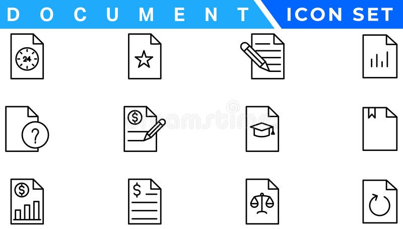 Document Line Icon Set. Documents Symbol Collection Stock Illustration ...