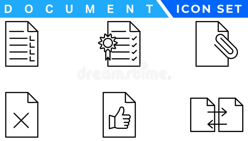Document Line Icon Set. Documents Symbol Collection Stock Illustration ...