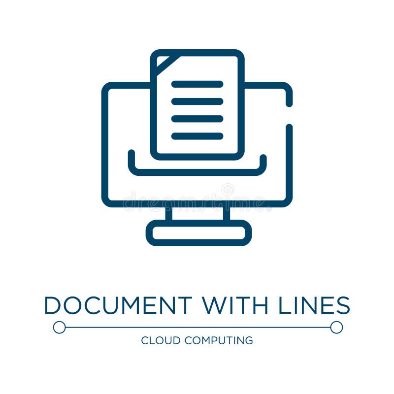 Document with Lines Icon. Linear Vector Illustration from Computer and ...